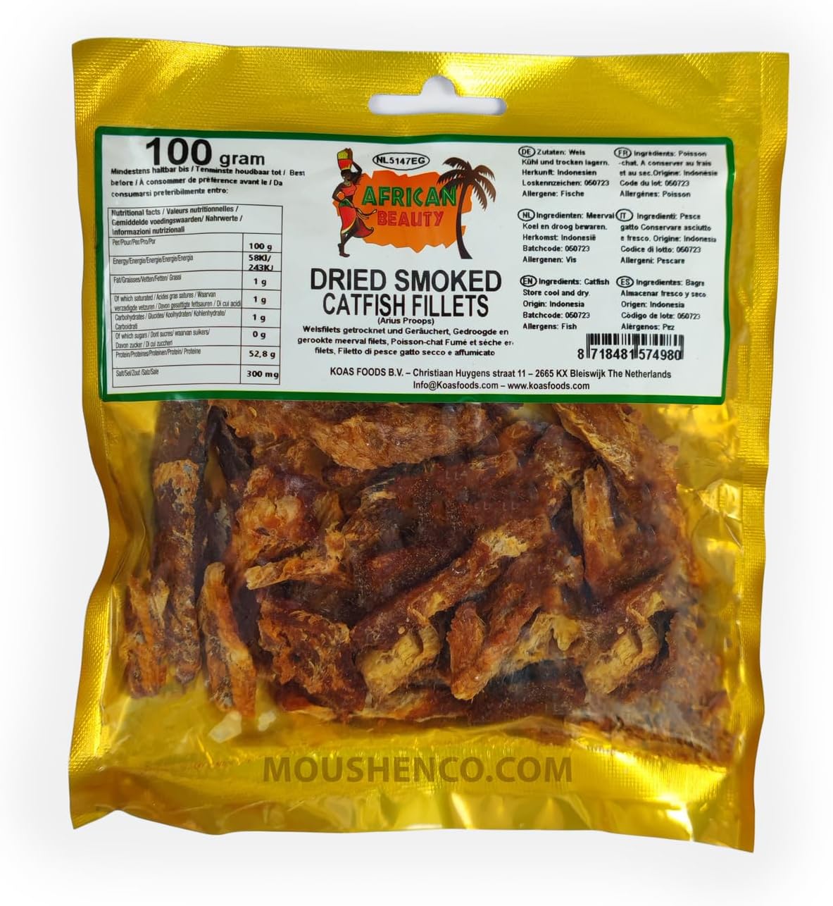 Poisson chat fumé et séché (Filet) 100g | Dried smoked catfish fillets ...