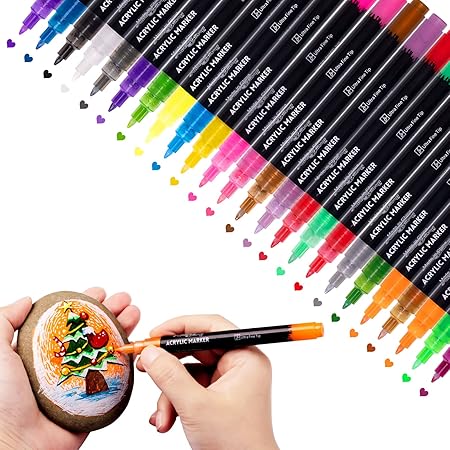 Amazon.com: 24-Colors Acrylic Paint Pens for Rock Paintings, Suitable ...