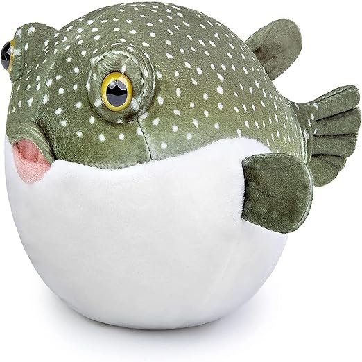 Amazon.com: Tiny Heart Simulation Pufferfish Plush Toy, 8 Inch Green ...