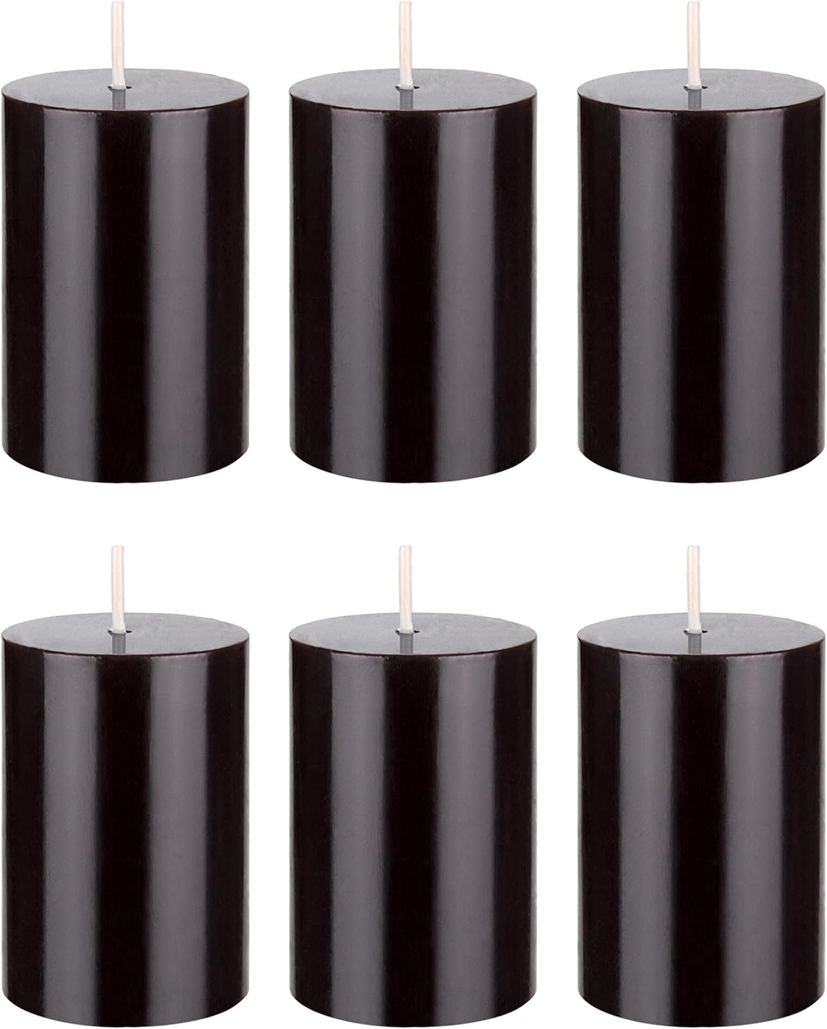 Amazon.com: Mega Candles 6 pcs Unscented Solid Black Pillar Candles ...