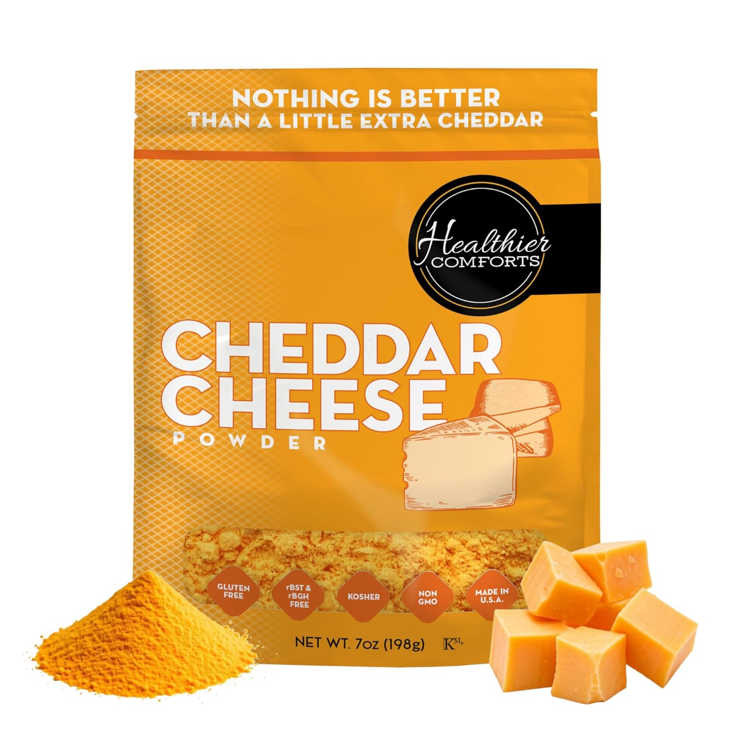 Amazon.com: Healthier Comforts Cheddar Cheese Powder (7 oz) | Premium ...