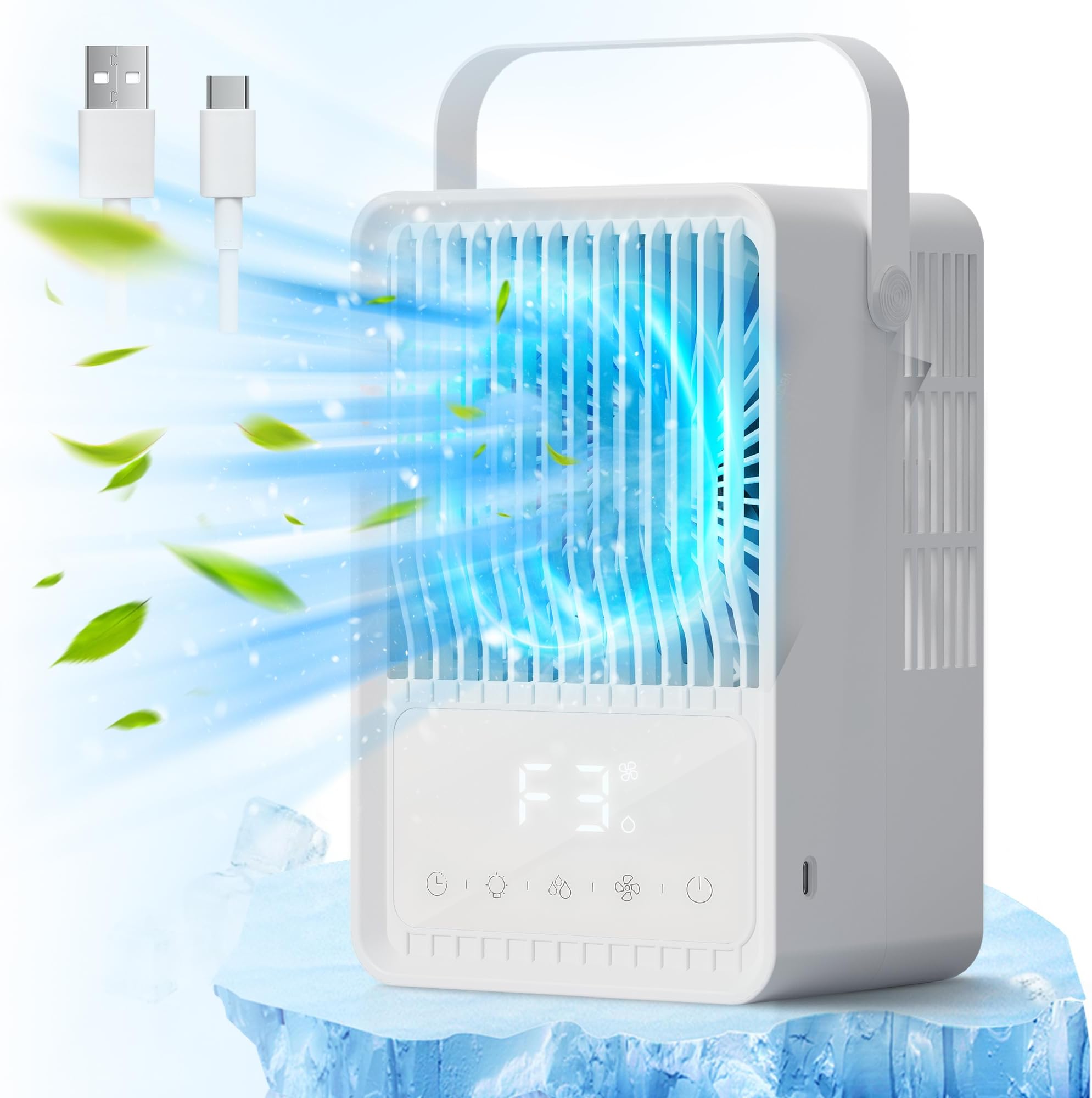 FERRISA Portable Air Conditioner, Personal Mini Air Cooler with Timer ...