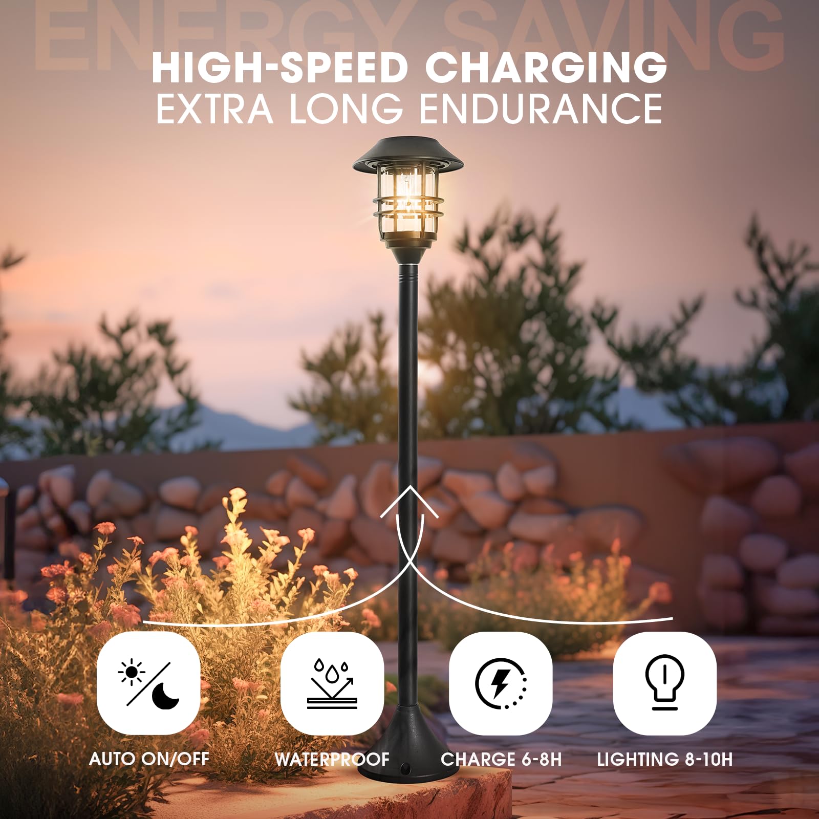 PASAMIC 63'' Solar Lamp Post Lights Outdoor 2 Pack, Waterproof Solar ...