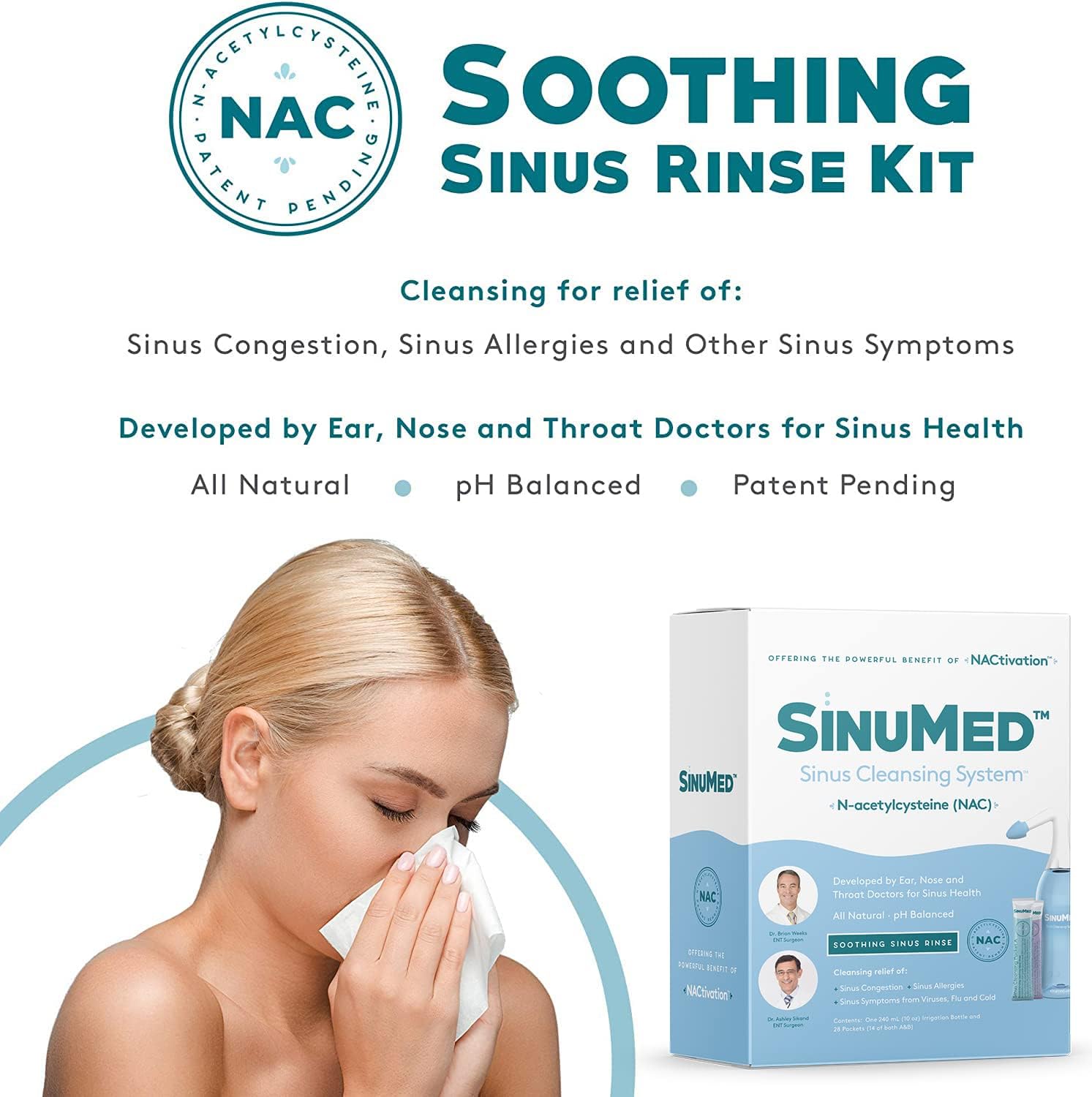 SinuMed Sistema de limpieza sinusal – Alivio de la congestión sinusal ...