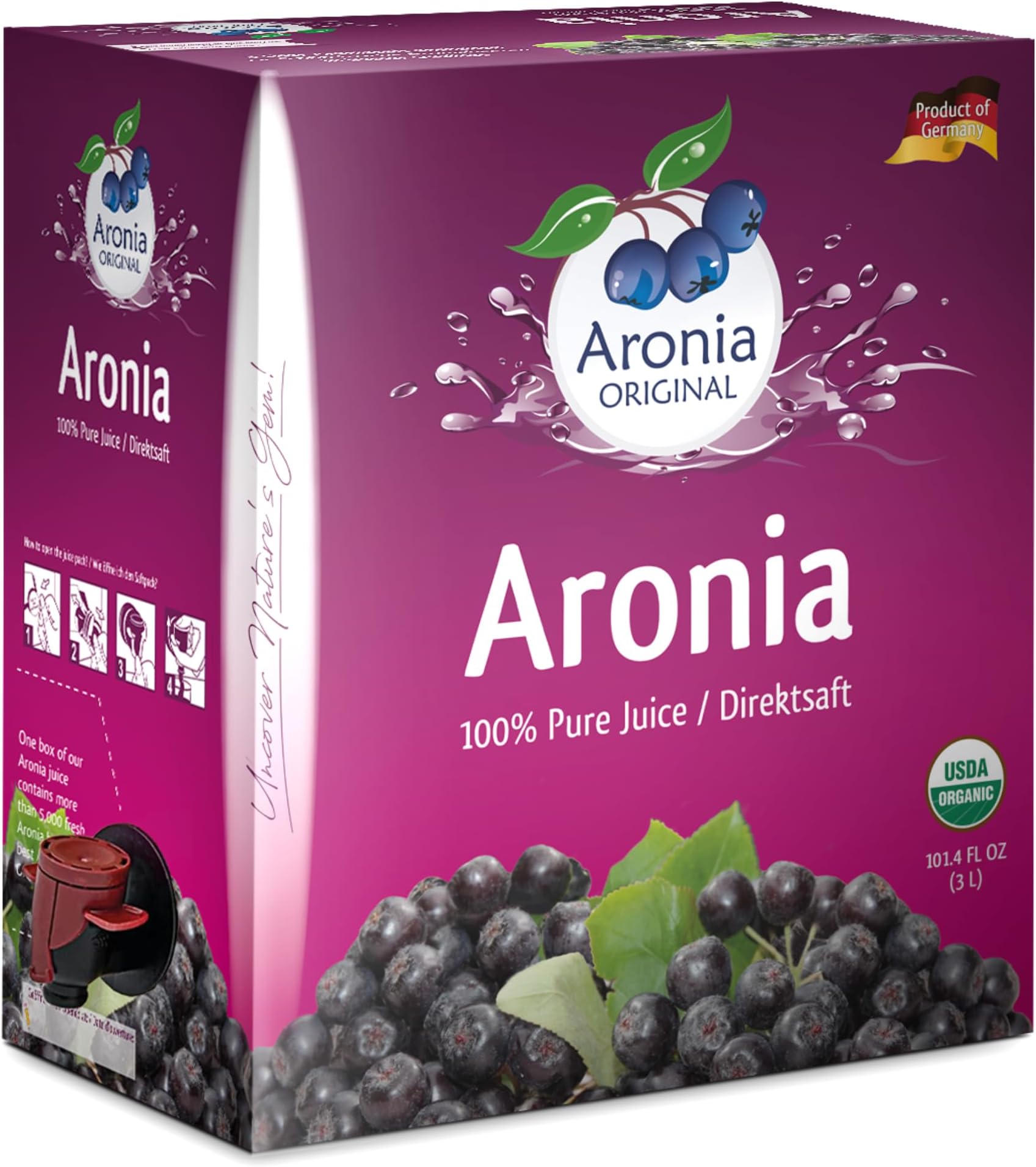 Amazon.com : Aronia Original Organic Aronia Berry Juice Box 101.4 Fl Oz ...