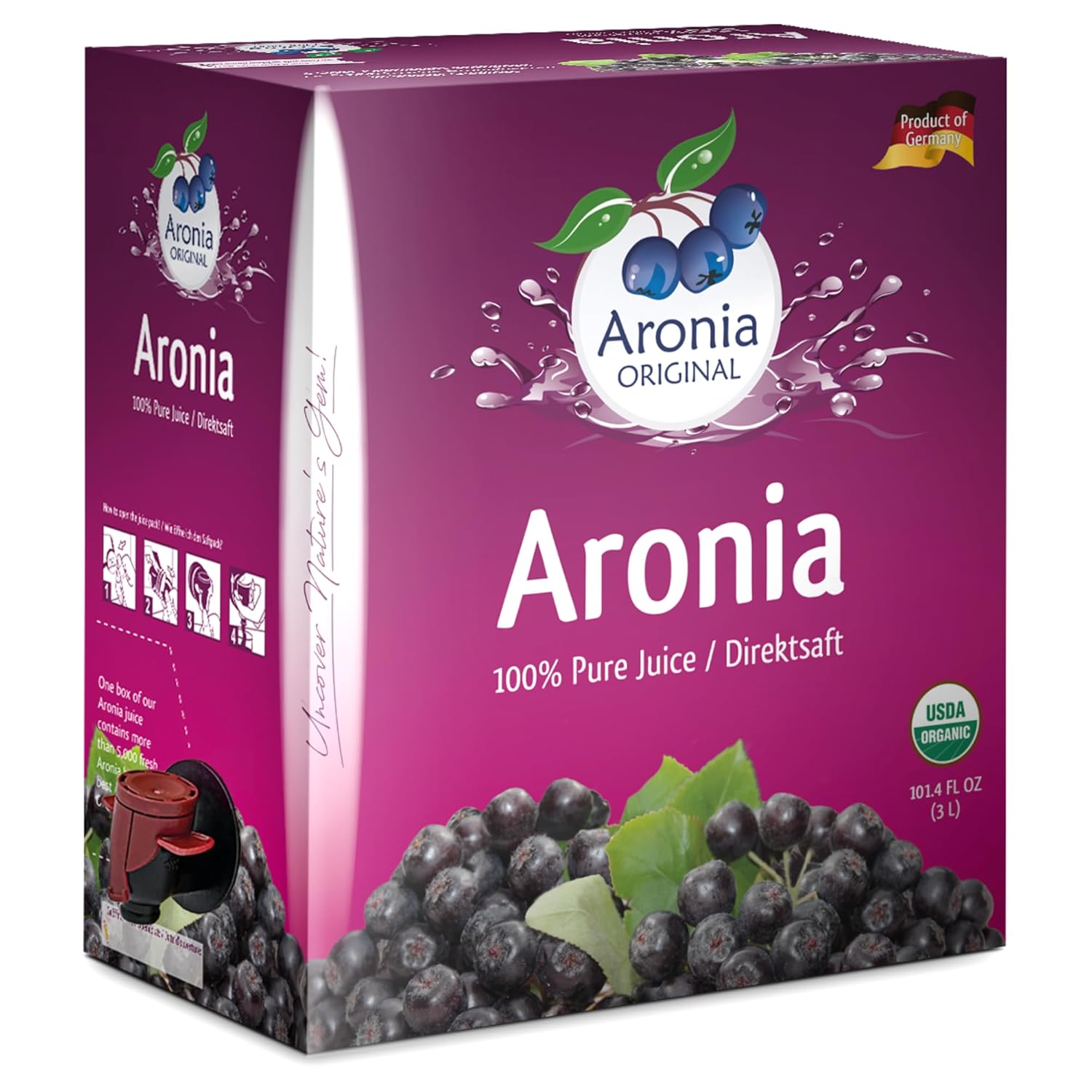 Amazon.com : Aronia Original Organic Aronia Berry Juice Box 101.4 Fl Oz ...