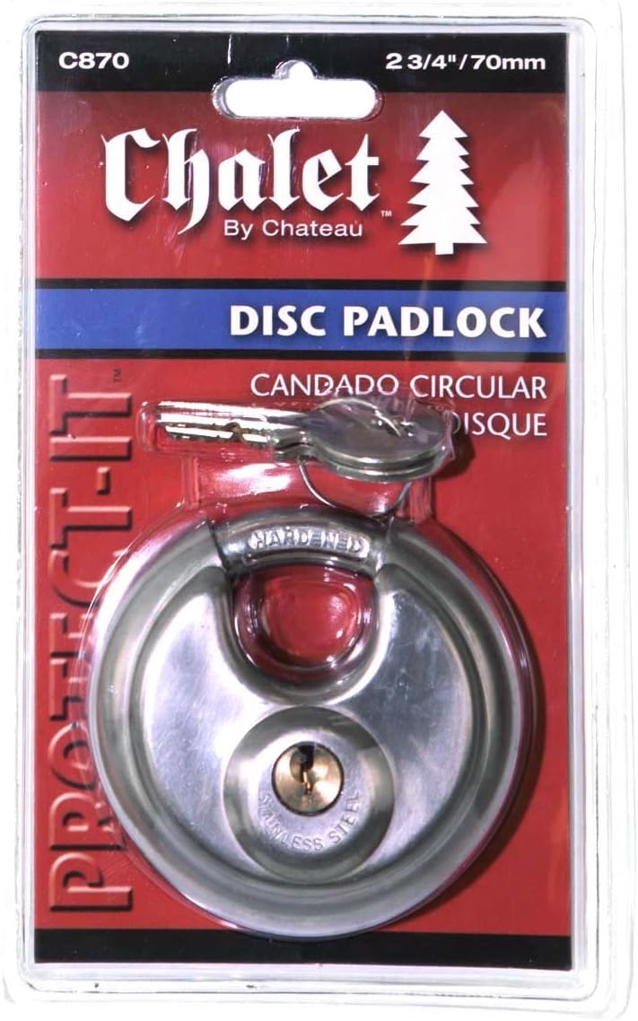 Chalet Disk Padlock - Round Padlock with Shielded Shackle, 2-3/4-inch ...