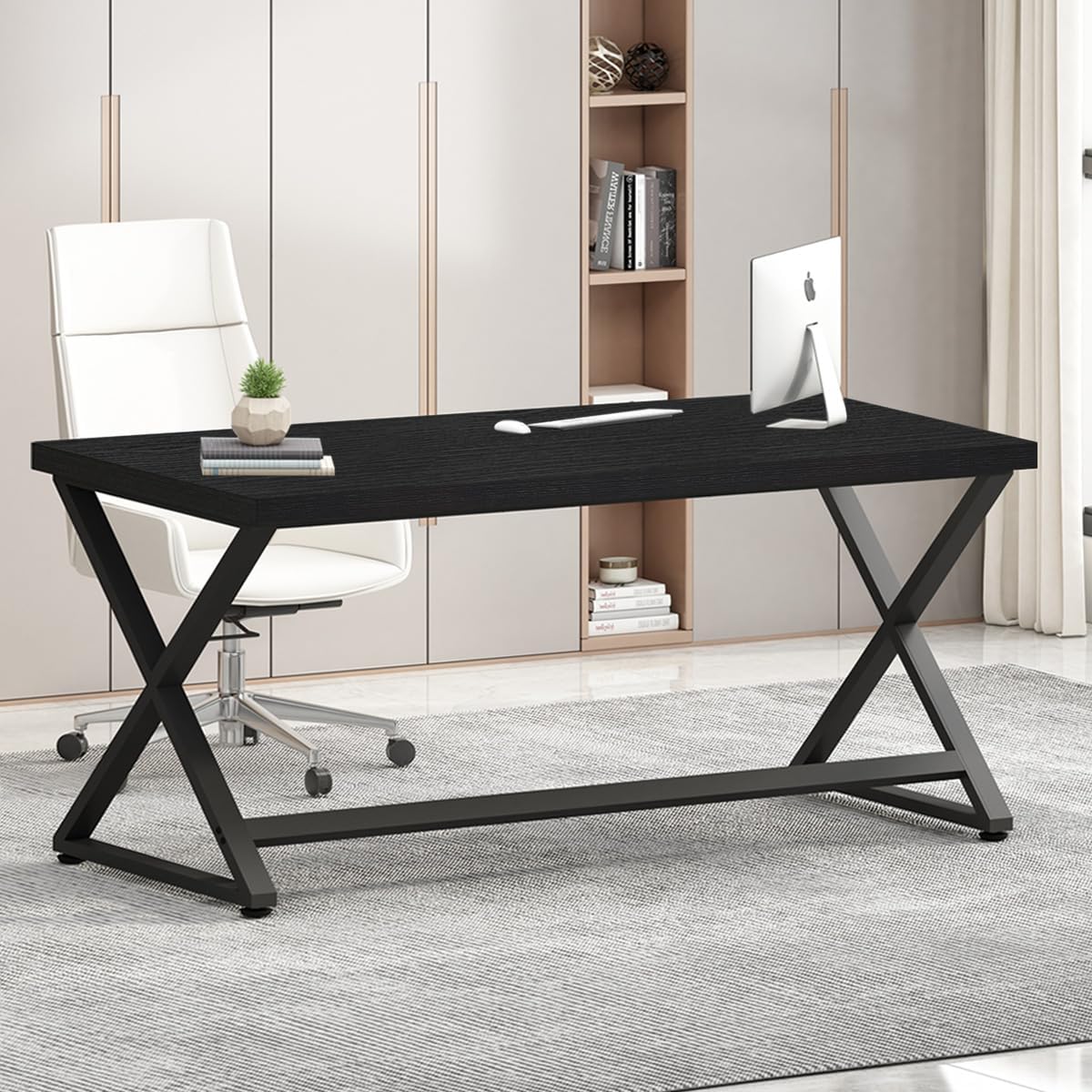 Amazon.com: IBF Black Desk, Modern Computer Desk for Home Office ...