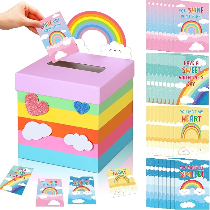 Amazon.com: Chivertion Rainbow Valentine's Day Boxes DIY Mailbox with ...