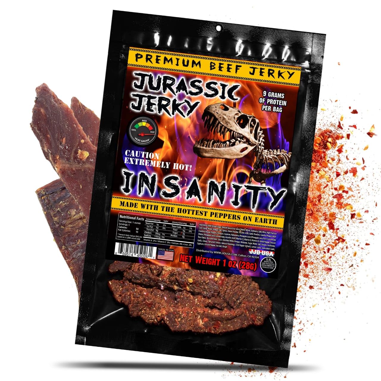 Jurassic Jerky Insanity Beef Jerky – Hecho con el Fantasma, Habanero y ...