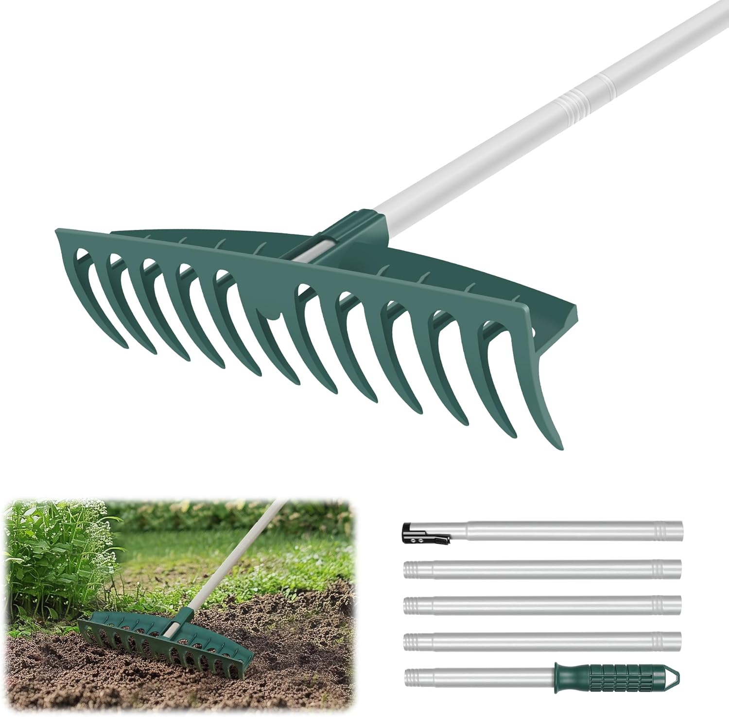 ORIENTOOLS Garden Rock Rake Heavy Duty for Yard Lawns, Gardening Rake ...
