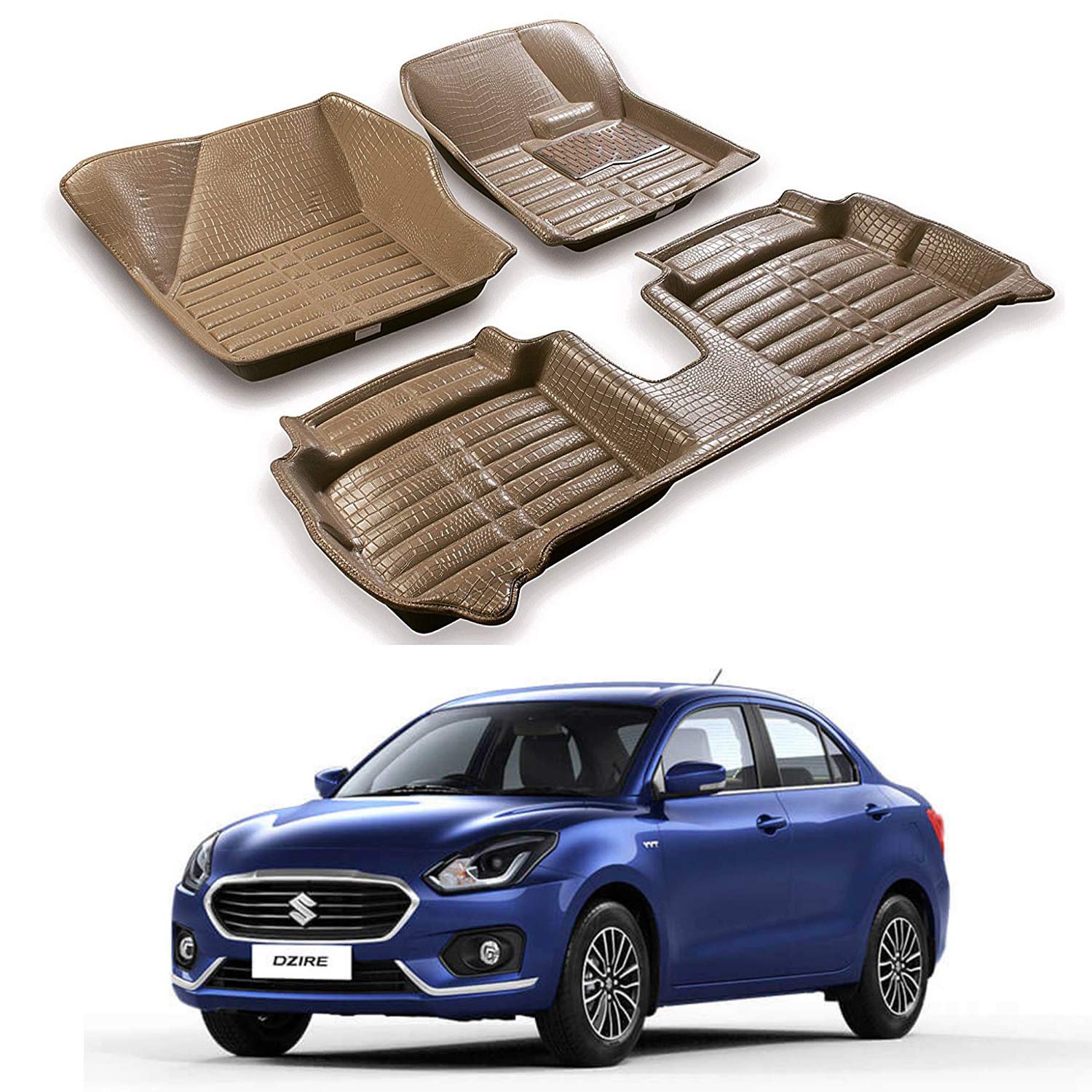 Oshotto 5D Car Mat for Maruti Suzuki Dzire 2017-2023 (Automatic) (Set ...