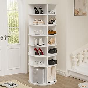Amazon.com: YHUBHSIS 7-Layer Rotating Shoe Rack, Freestanding 360 ...