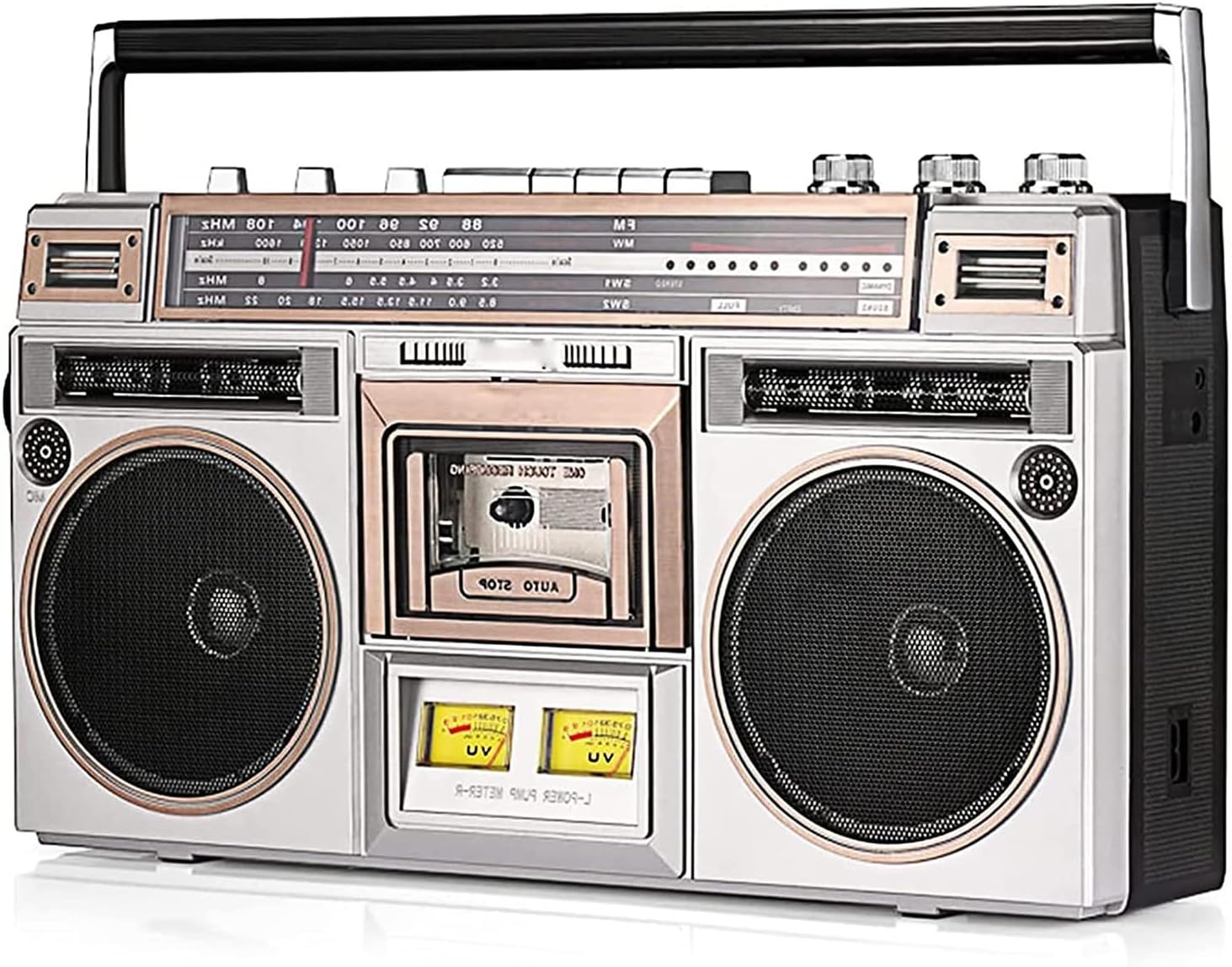 Portable Cassette Boombox with AM/FM Radio, Classic 80s Style Retro Boombox CD Tape Player ...