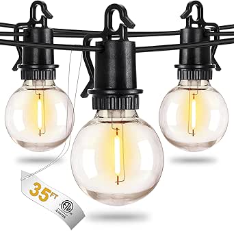 Amazon.com: ZJOJO Outdoor String Lights Waterproof, 35FT G40 Globe ...