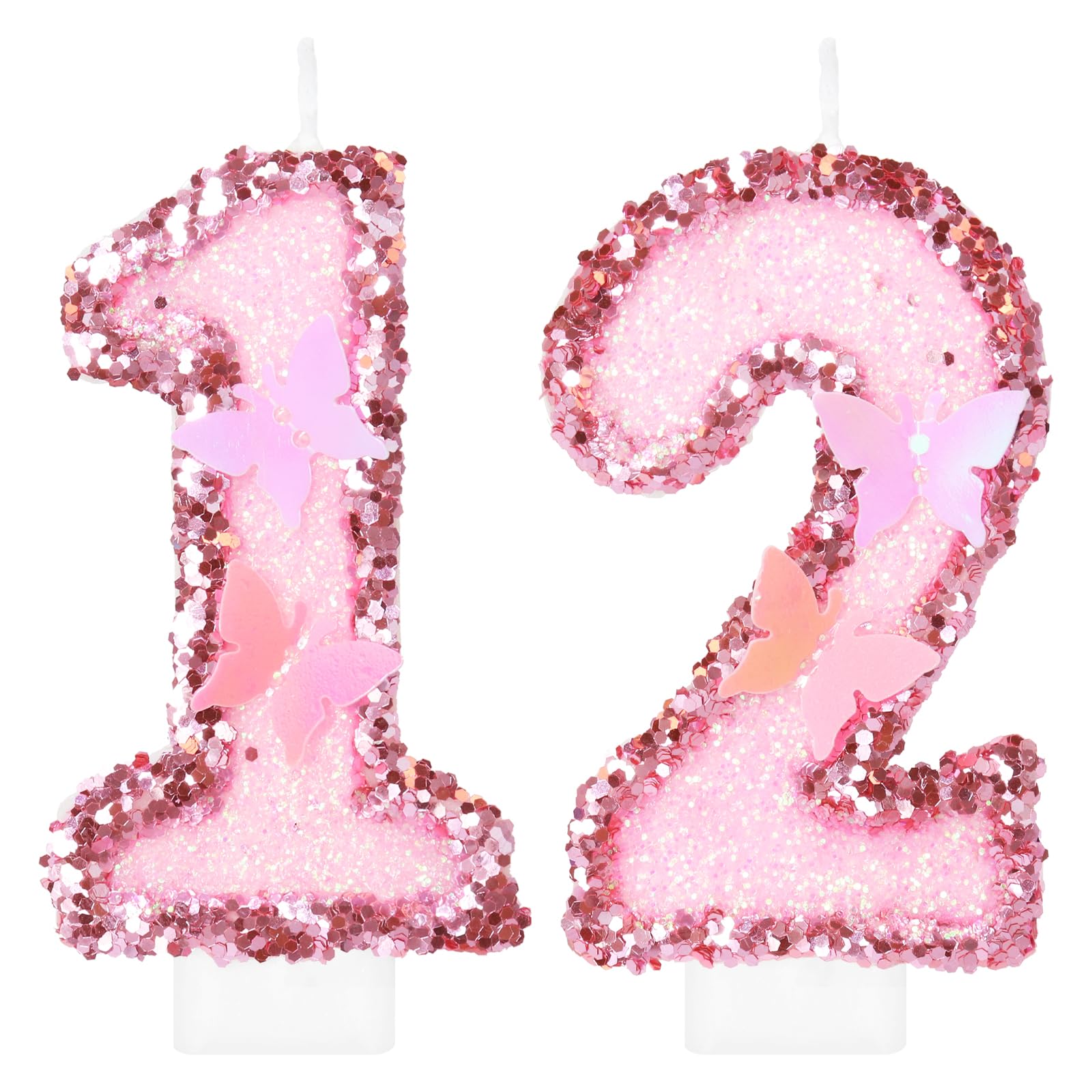 Amazon.com: Birthday Candles, Number 12 Candle, Butterfly 12th Birthday ...