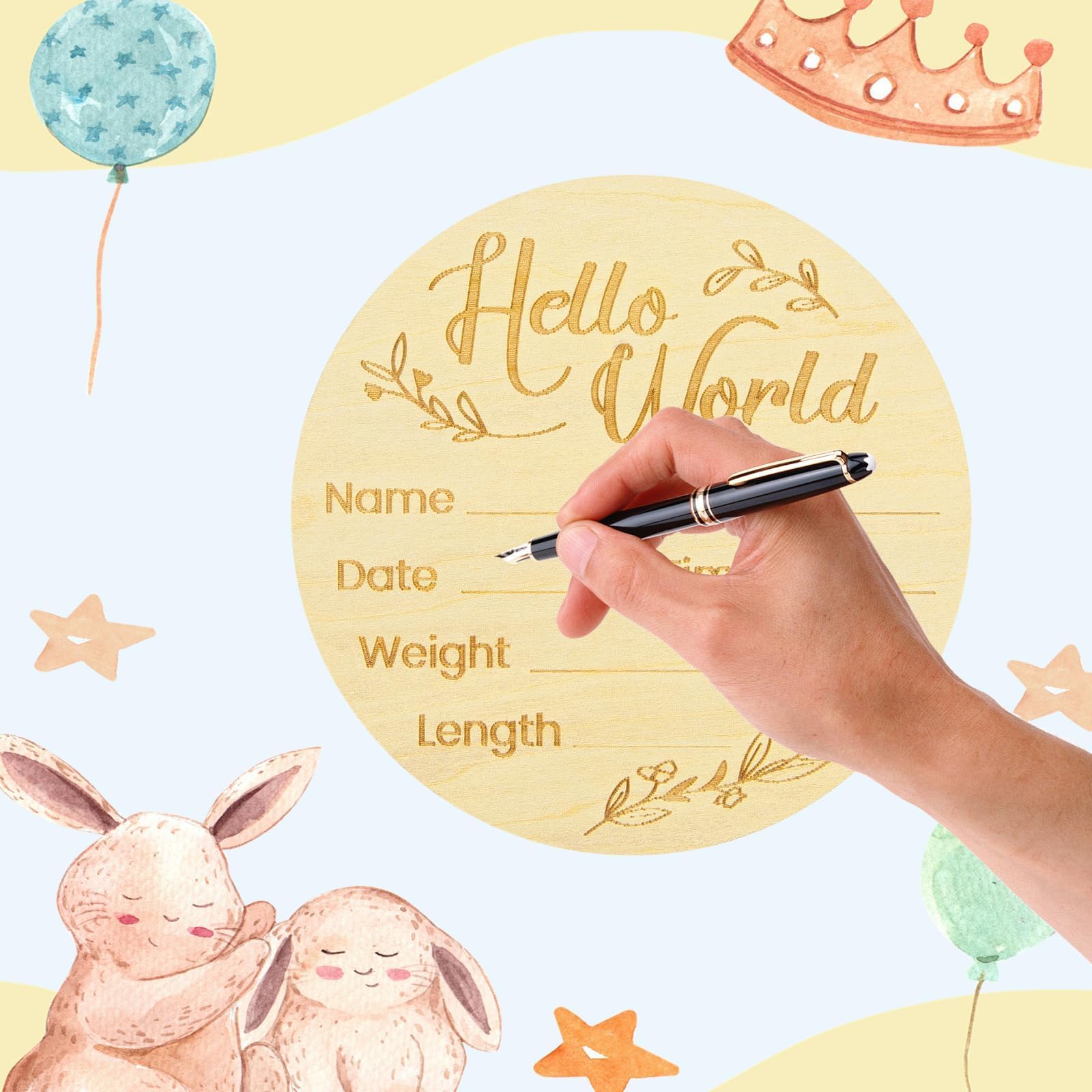 Snapklik.com : 1PCS Meaningful Baby Announcement Sign, Hello World ...