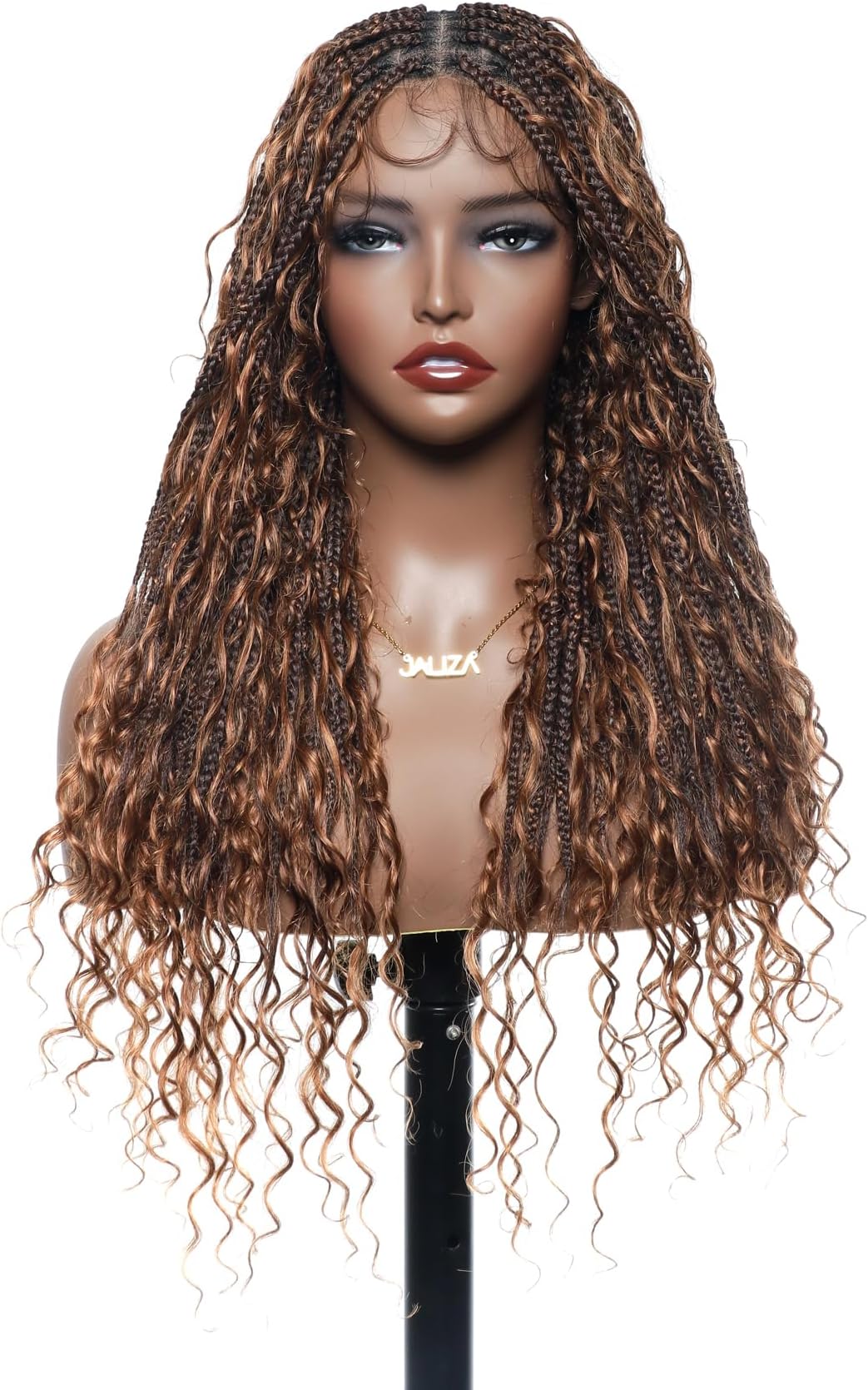 Amazon.com : walnut hair Boho Box Braids Human Hair Wig Hd Transparent ...