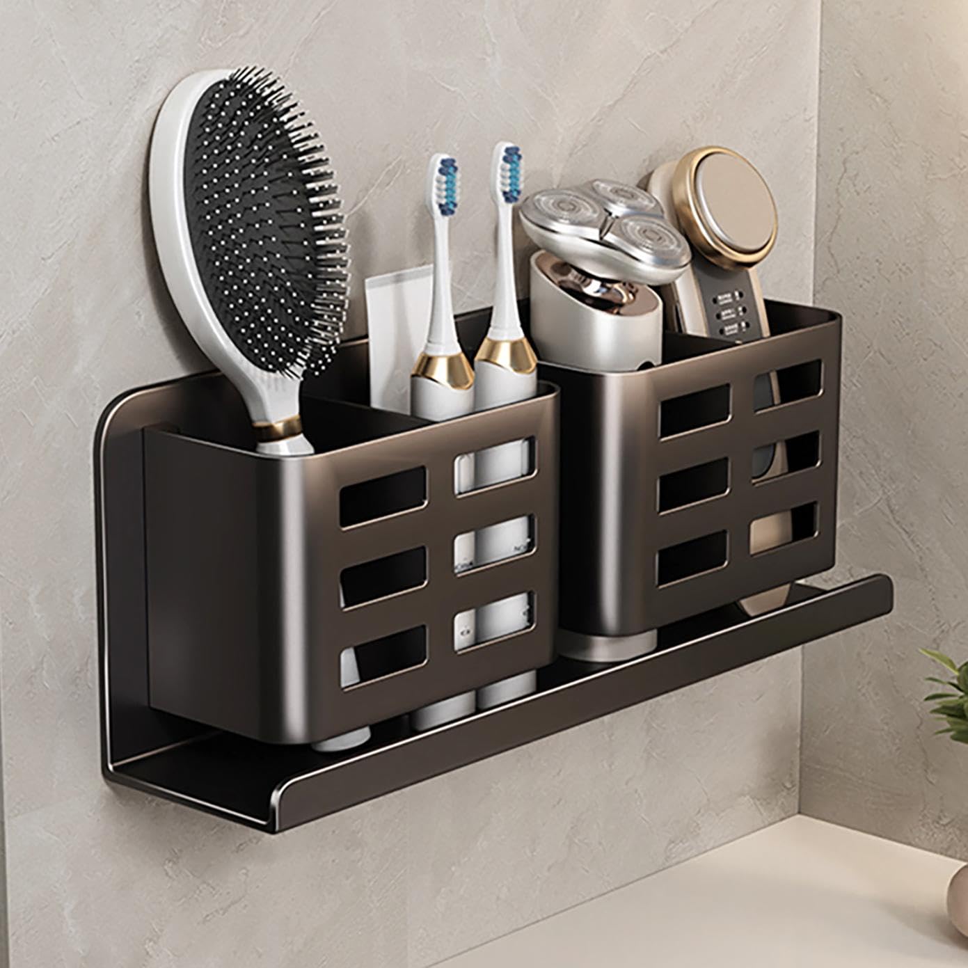 Amazon.com: YESENT Aluminum Toothbrush Holder Self-Adhesive Hanging ...