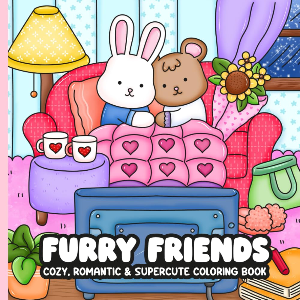 Amazon.com: Furry Friends: Cozy, Romantic & Supercute Coloring Book ...