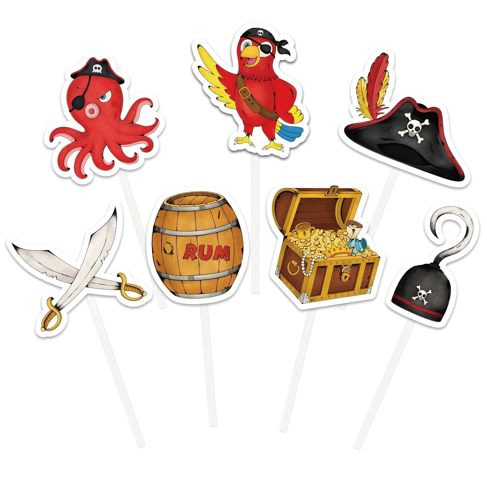 Snapklik.com : 49 PCS Pirate Cupcake Toppers - Pirate Birthday Party ...