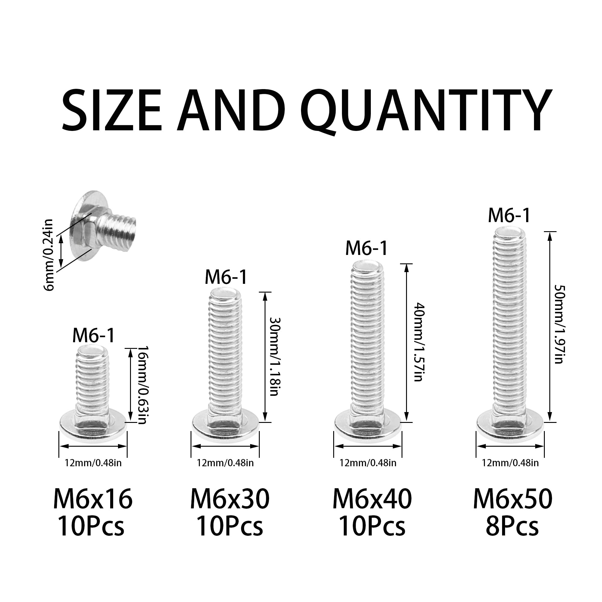 Stainless Steel Bolt Kit 100Pcs 304 Stainless Steel Cap Head Square ...