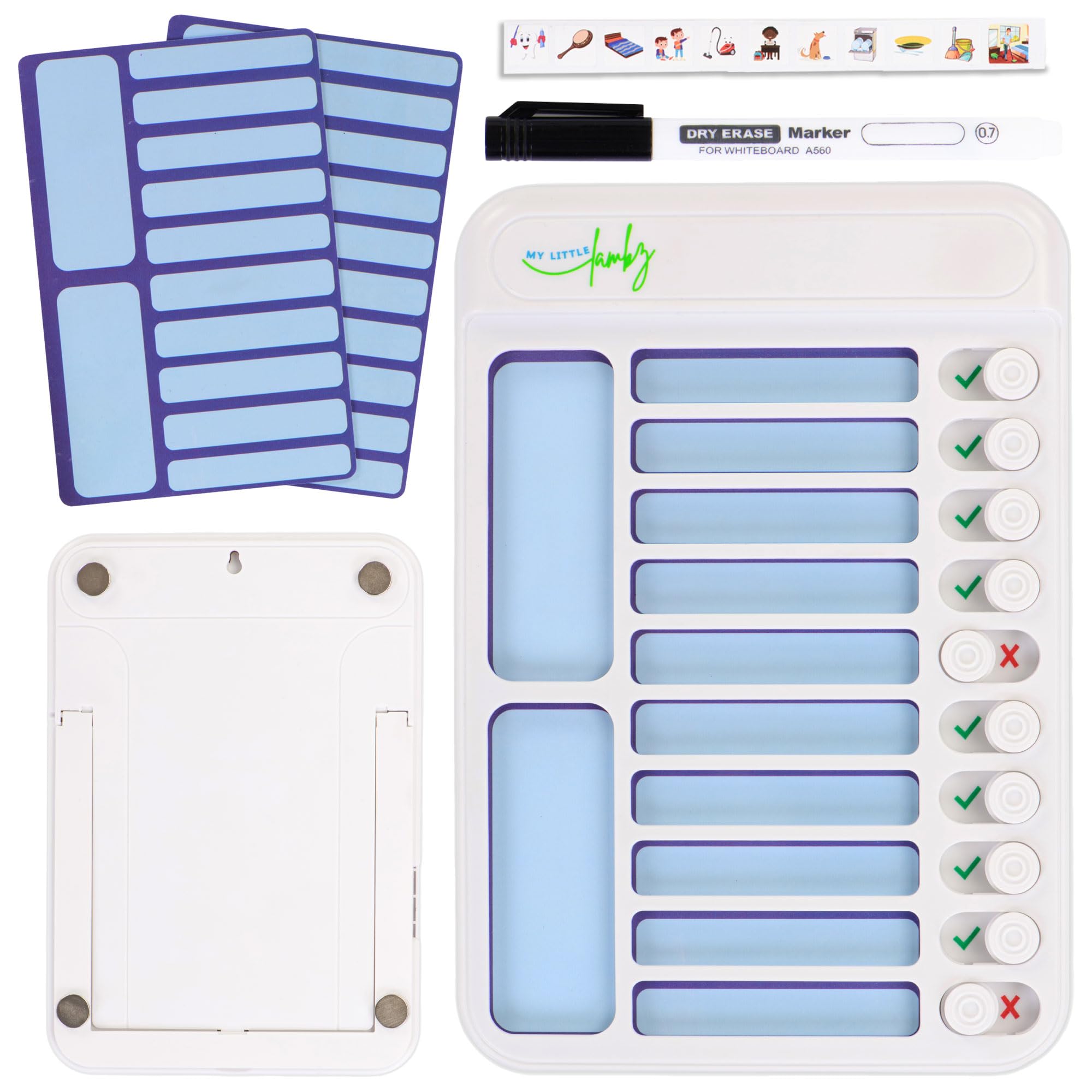 Amazon.com: Magnetic Kids Chore Chart & Responsibility Board - 3-Way ...