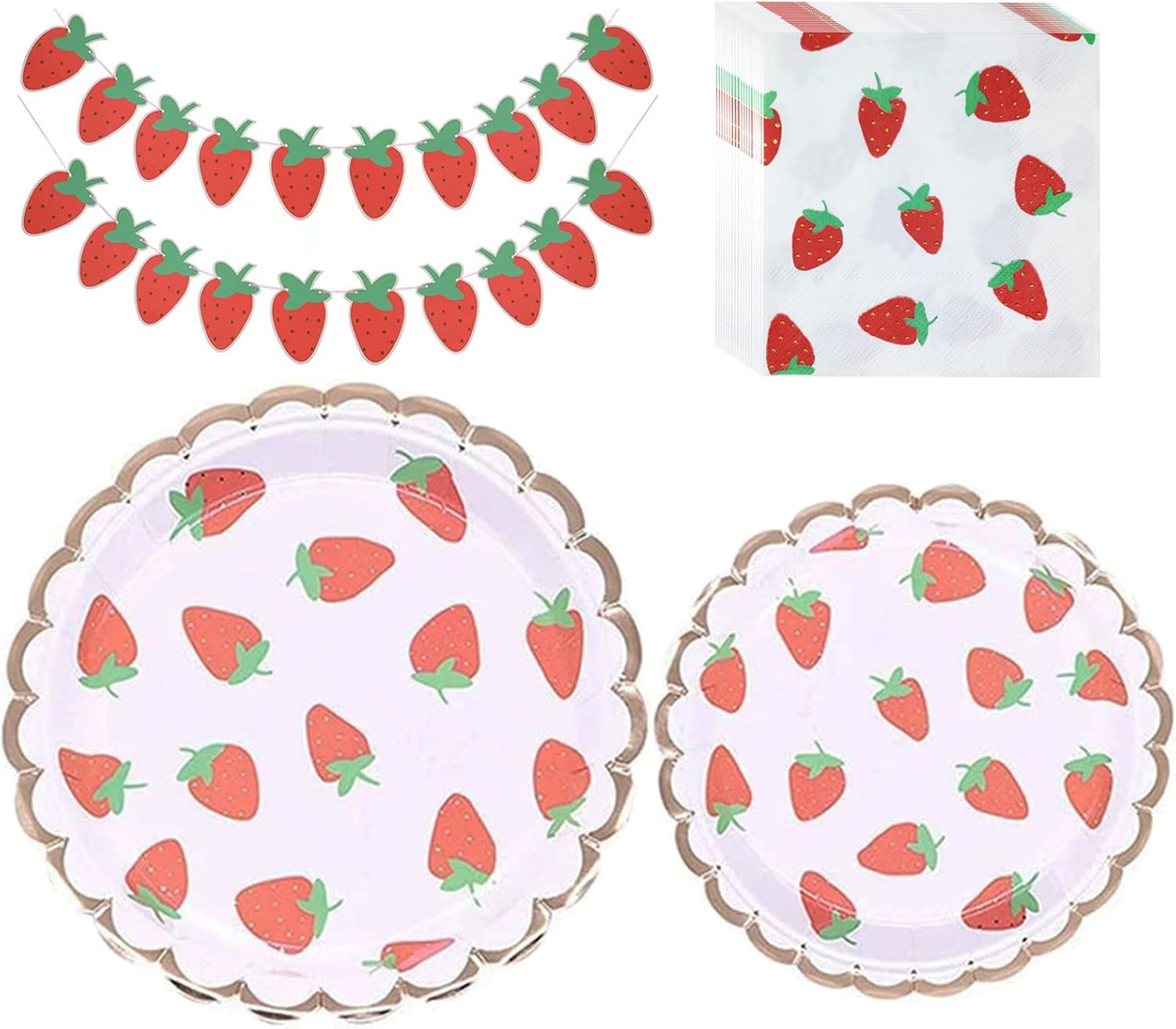 Amazon.com: Strawberry Birthday Party Supplies Tableware Set,Disposable ...