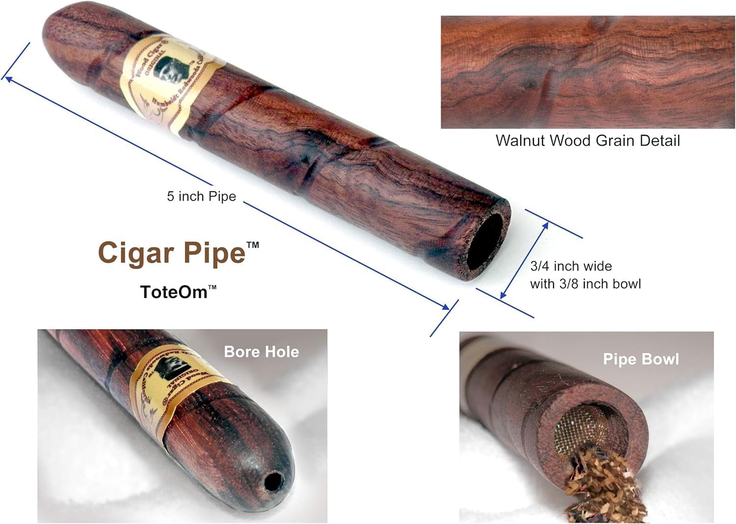 Stogie Pipe – Cigar Pipe Wooden Stogie (Cereza, 5) – Yaxa Colombia