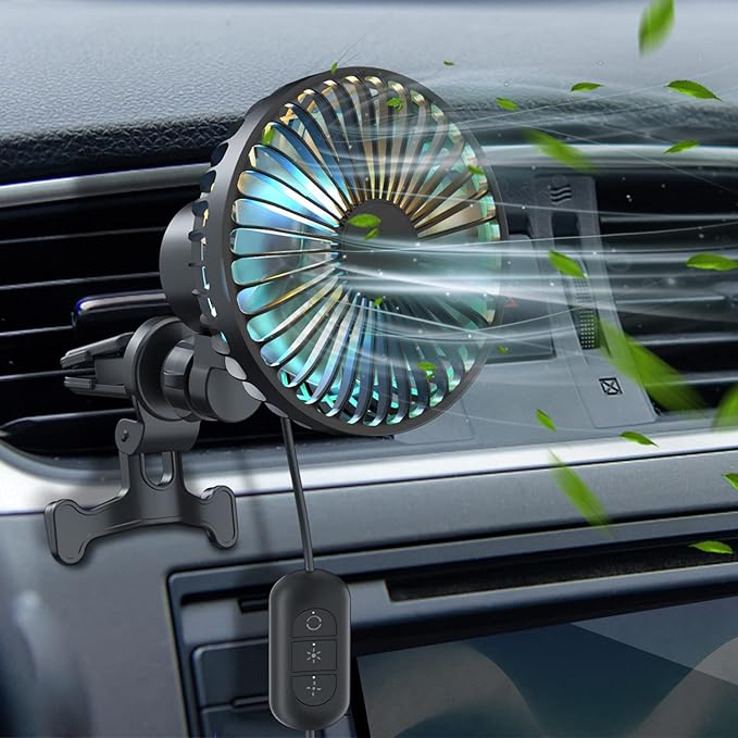Amsdifio Car Fan, USB Fan for Car with Clip On, Oscillation Fan with ...