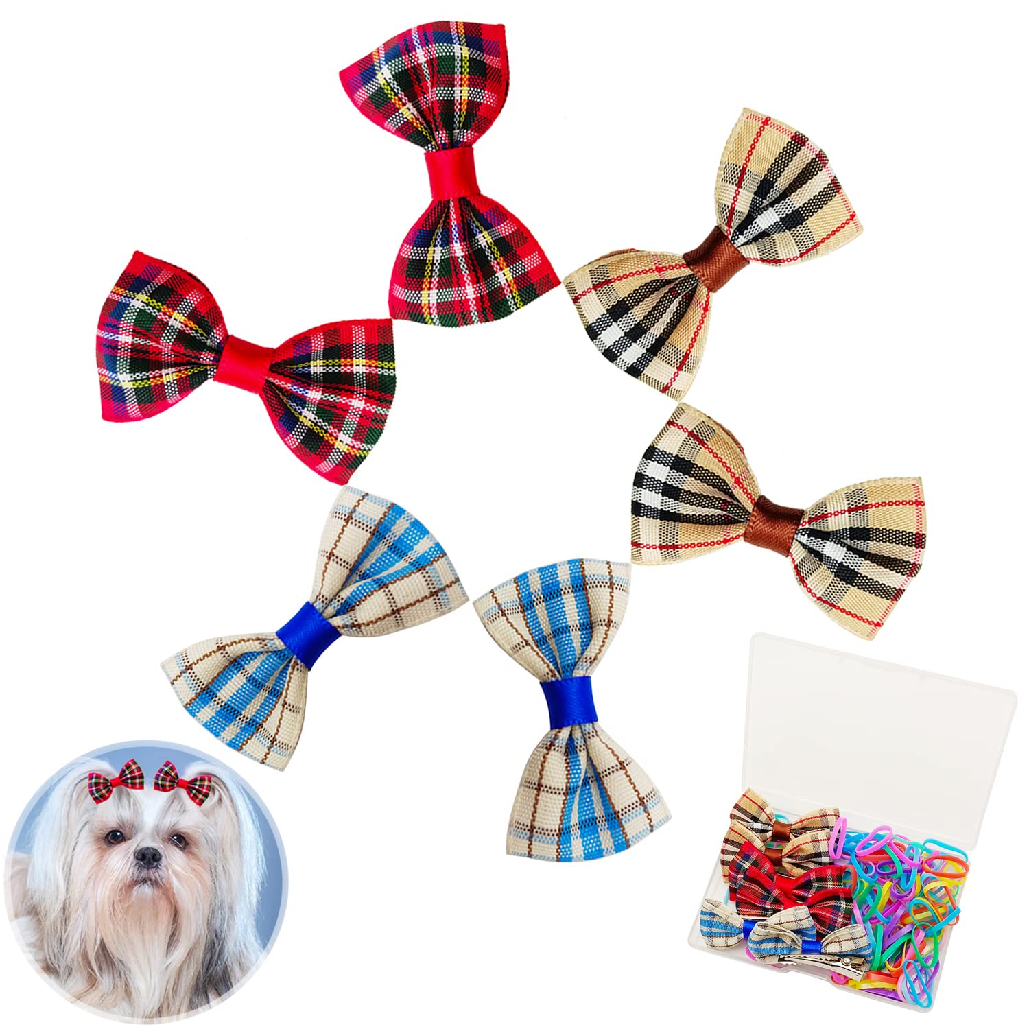 Amazon.com : BENSEAO Dog Hair Clips Dog Bows Pet Hair Accessories 6Pcs ...