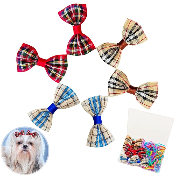 Amazon.com : BENSEAO Dog Hair Clips Dog Bows Pet Hair Accessories 6Pcs ...
