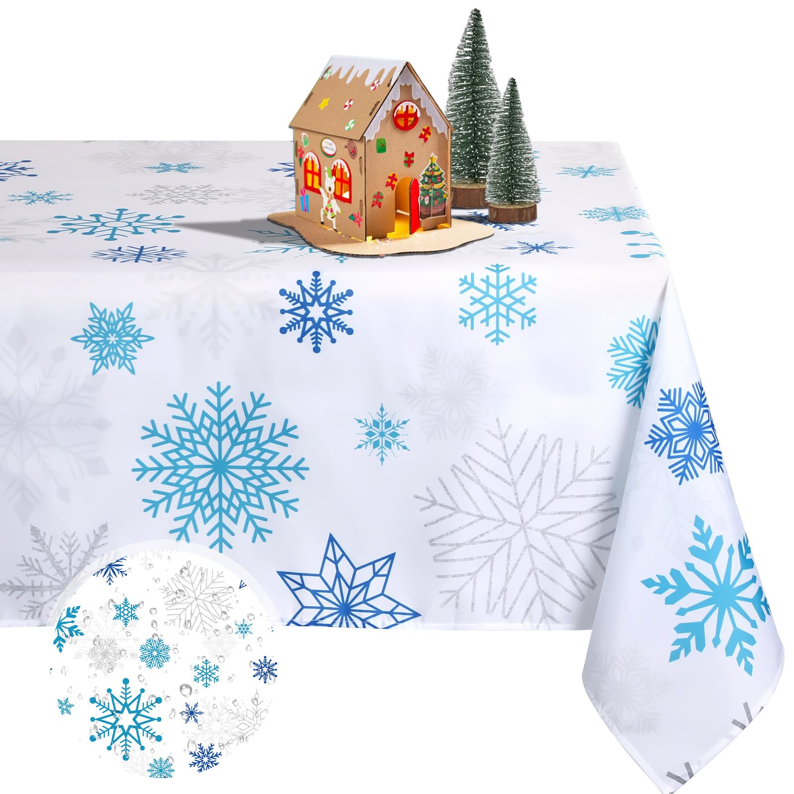 Amazon.com: Winter Holiday Fabric Tablecloth 60x84 inch Christmas ...