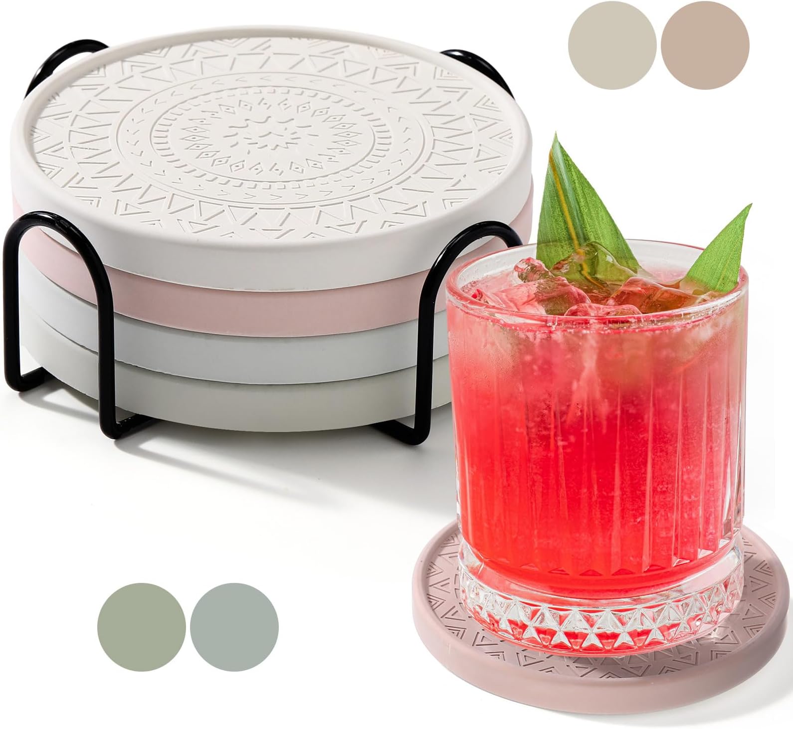 Amazon.com: TheDottieCo Absorbent Stone Coasters Set of 4 – Edged ...