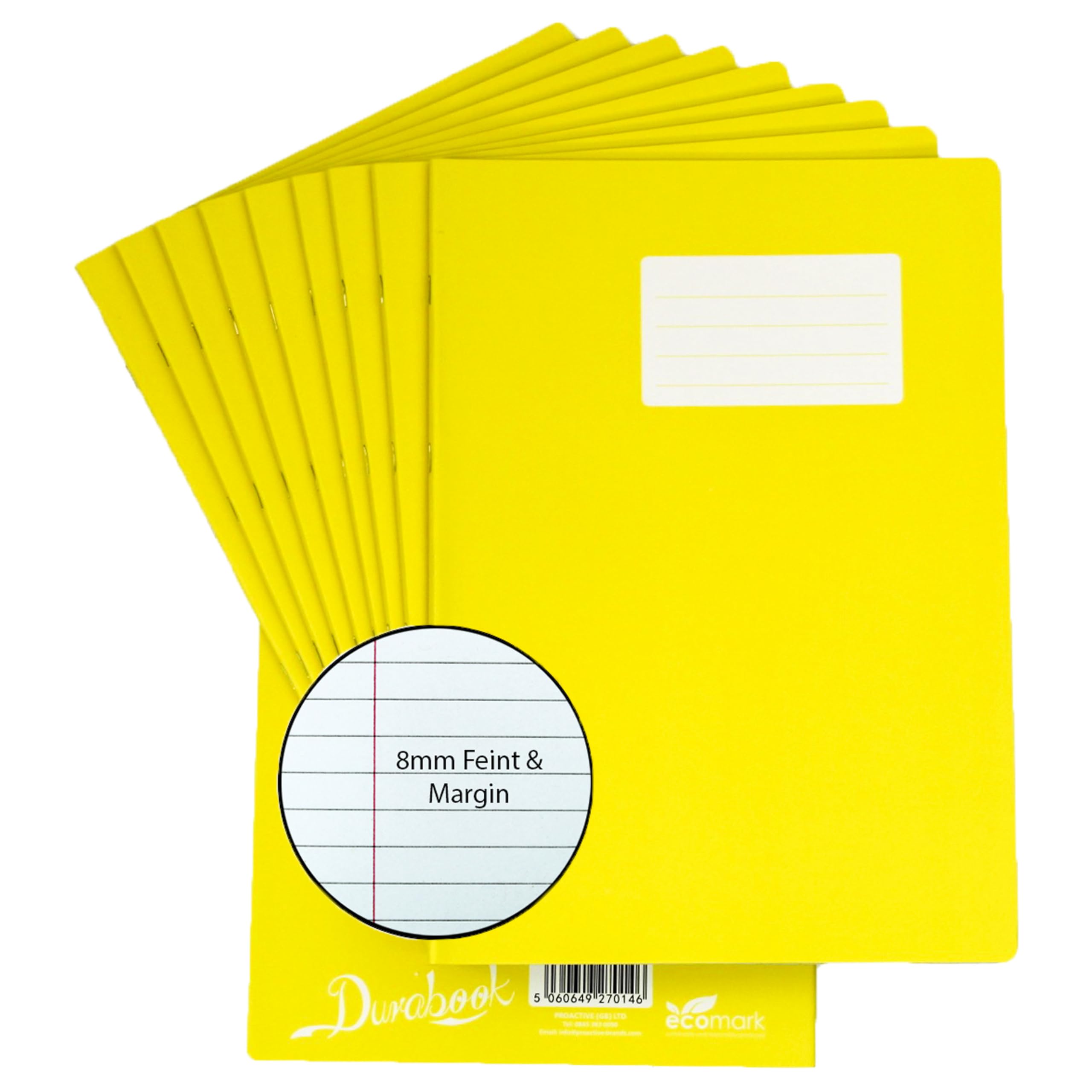 Durabook A4 8mm F&M Yellow Exercise Books Pack of 10, 80 Page School ...
