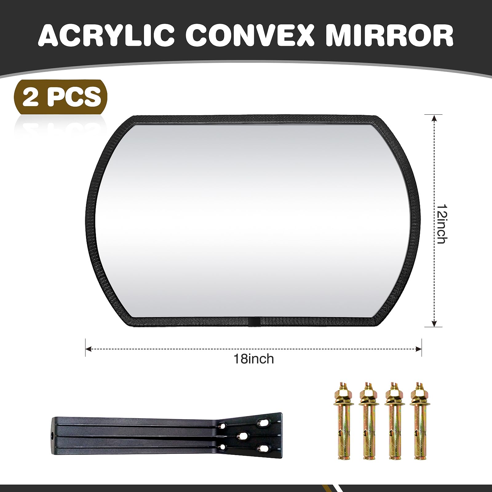 2 Pcs Garage Mirror Parking Indoor Acrylic Convex Security Mirror 18" x ...