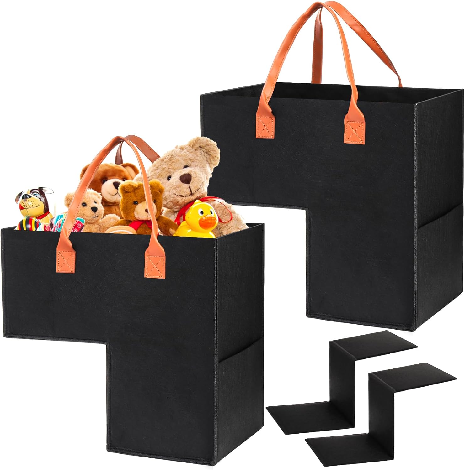 Amazon.com: Yopay 2 Pack Stair Basket with Leather Handle, Upgraded ...