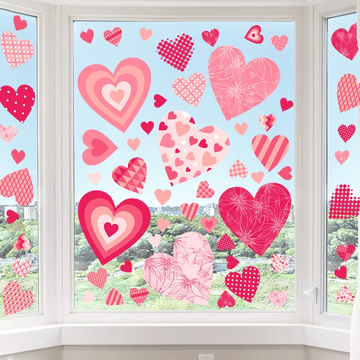 Amazon.com: 37.8 x 37.4 Inch Valentines Heart Window Cling Double-Sided ...
