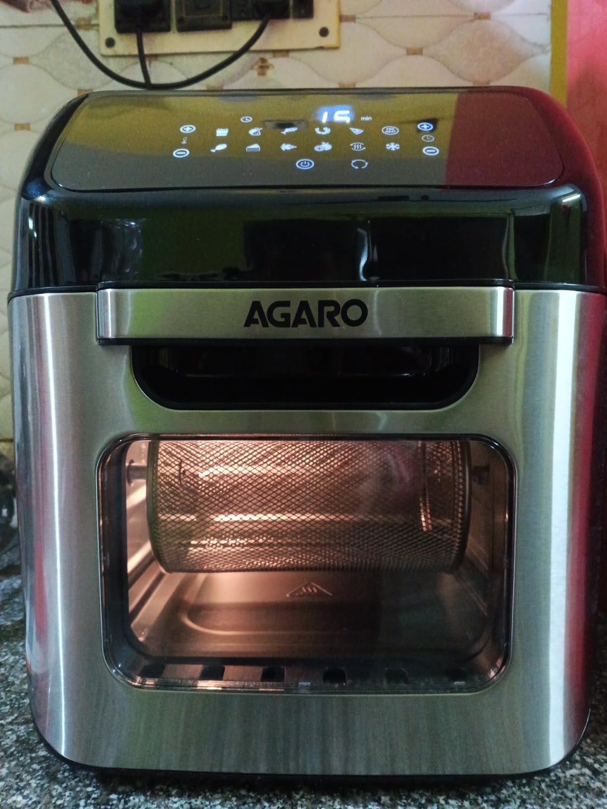 AGARO Regency Air Fryer For Home, 12L, Family Rotisserie Oven, 1800W, 9 ...