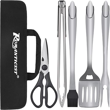 Amazon.com : Grillaholics BBQ Grill Tools Set - 4-Piece Heavy Duty Stainless Steel Grill Tools ...