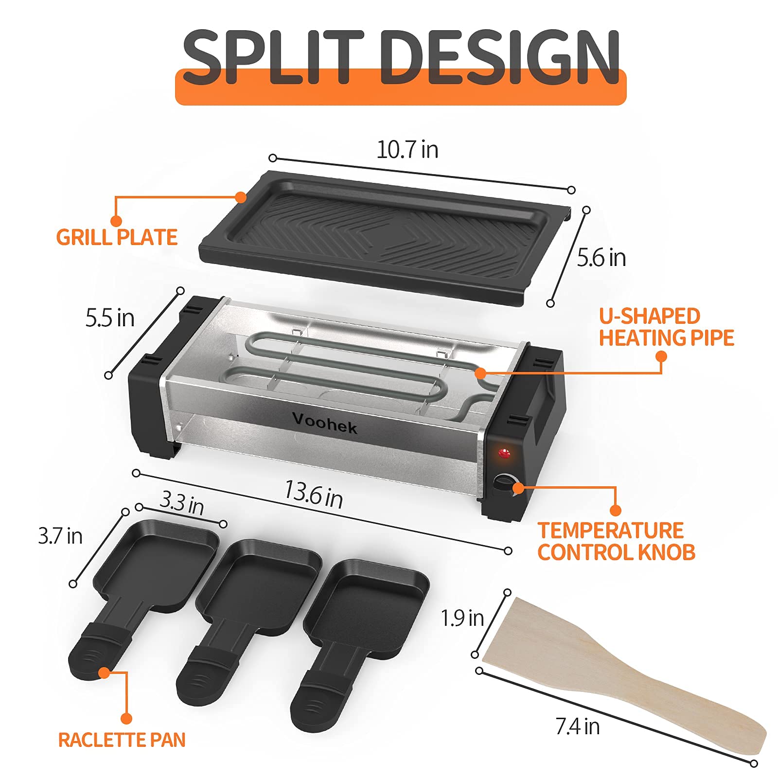 Voohek Raclette Table Grill Korean BBQ Grill Indoor Smokeless Electric ...