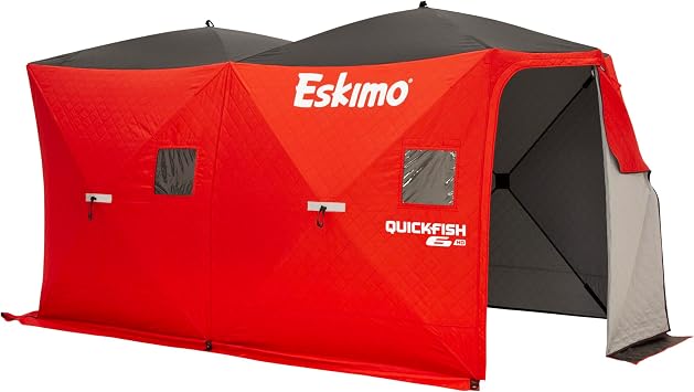 Eskimo QuickFish™ 6HD, Pop-Up Portable Shelter, No-Trip Door, Red/Black ...