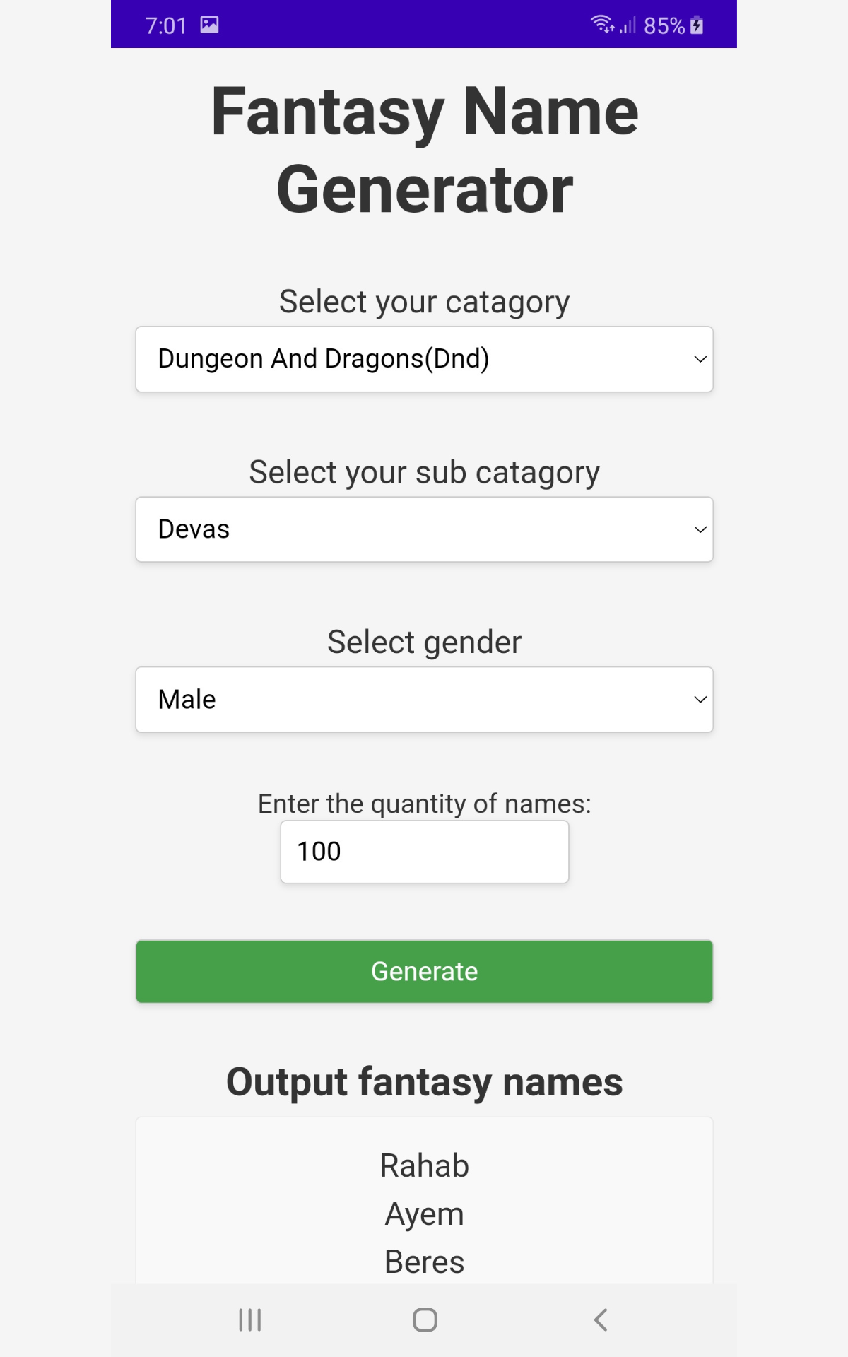 Fantasy Name Generator - App on Amazon Appstore