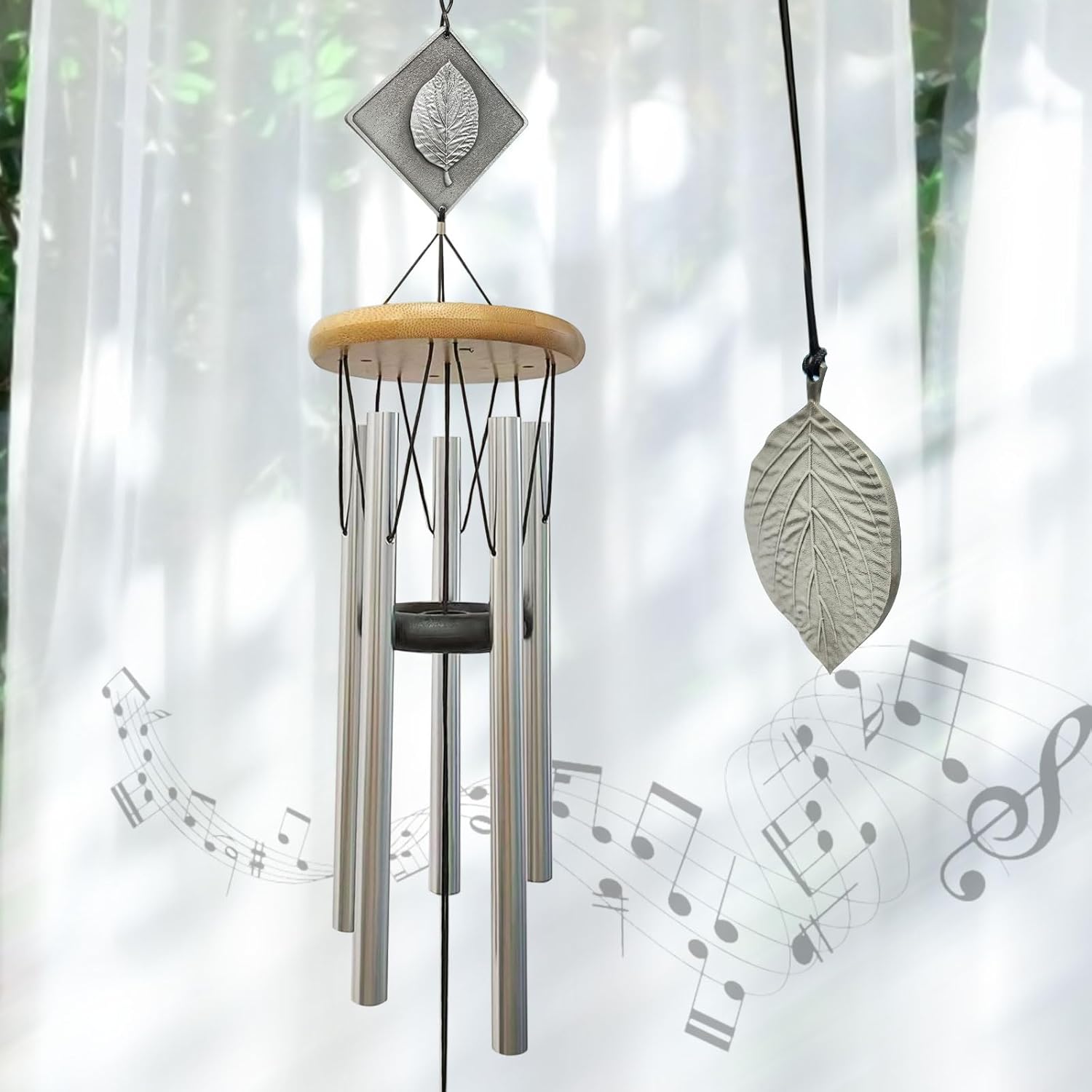 Amazon.com : Hippolytusiart Wind Chimes for Outside,29" Lucky Leaf ...
