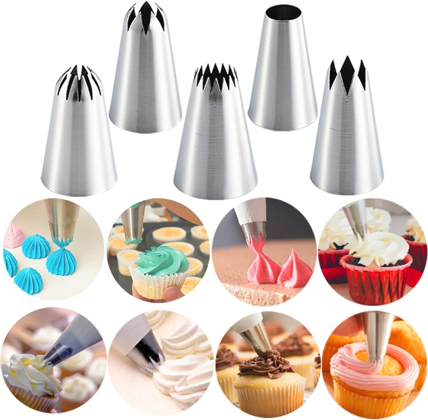 Amazon.com: JAYVAR Large Piping Tips Set - 5 Different Frosting Tips ...