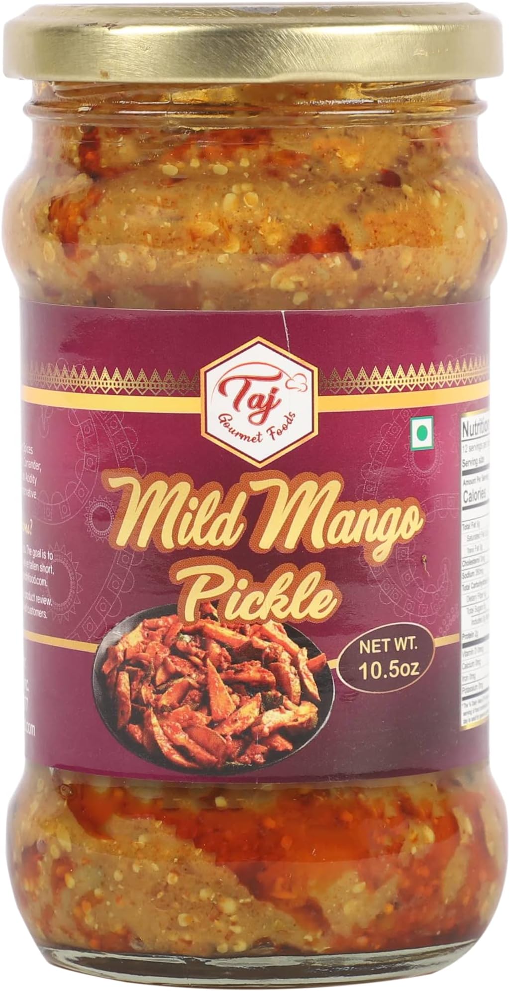 Amazon.com : TAJ Mild Mango Pickle, Spicy Mango Achar | 10.5oz (300g ...