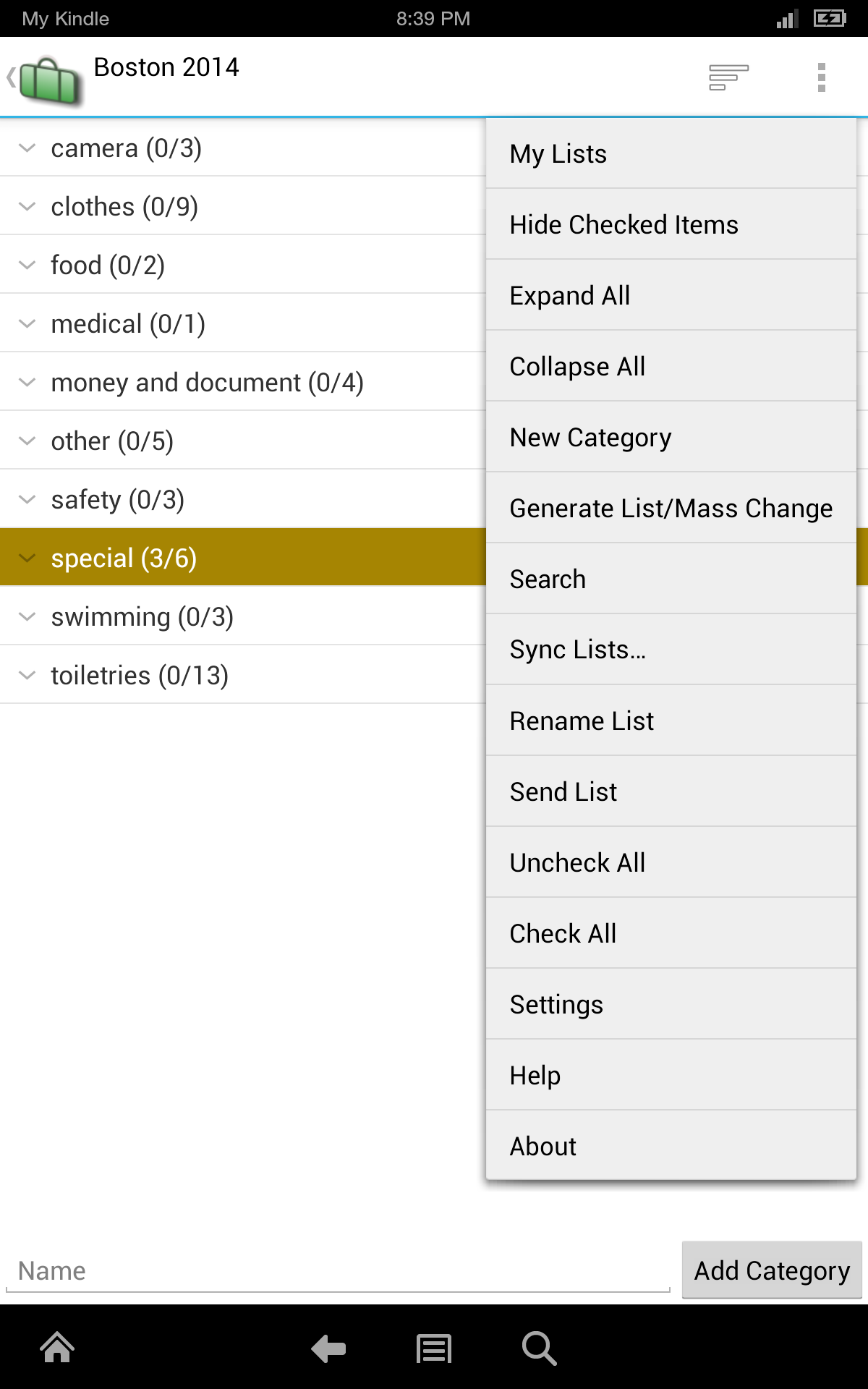 Packing List - App on Amazon Appstore