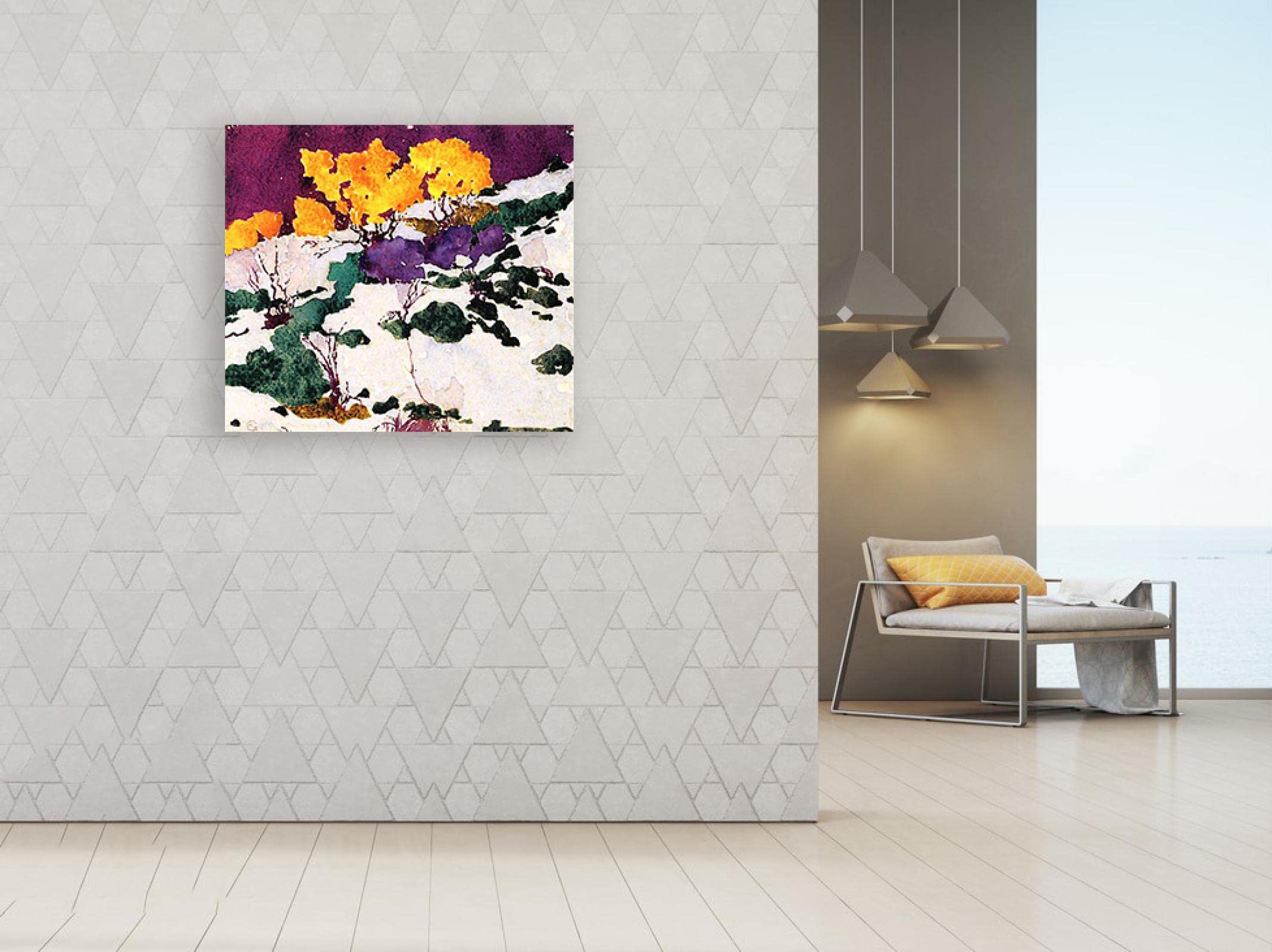 Famosa Arte Moderna única Linha Contínua Desenhando O Horizonte Da