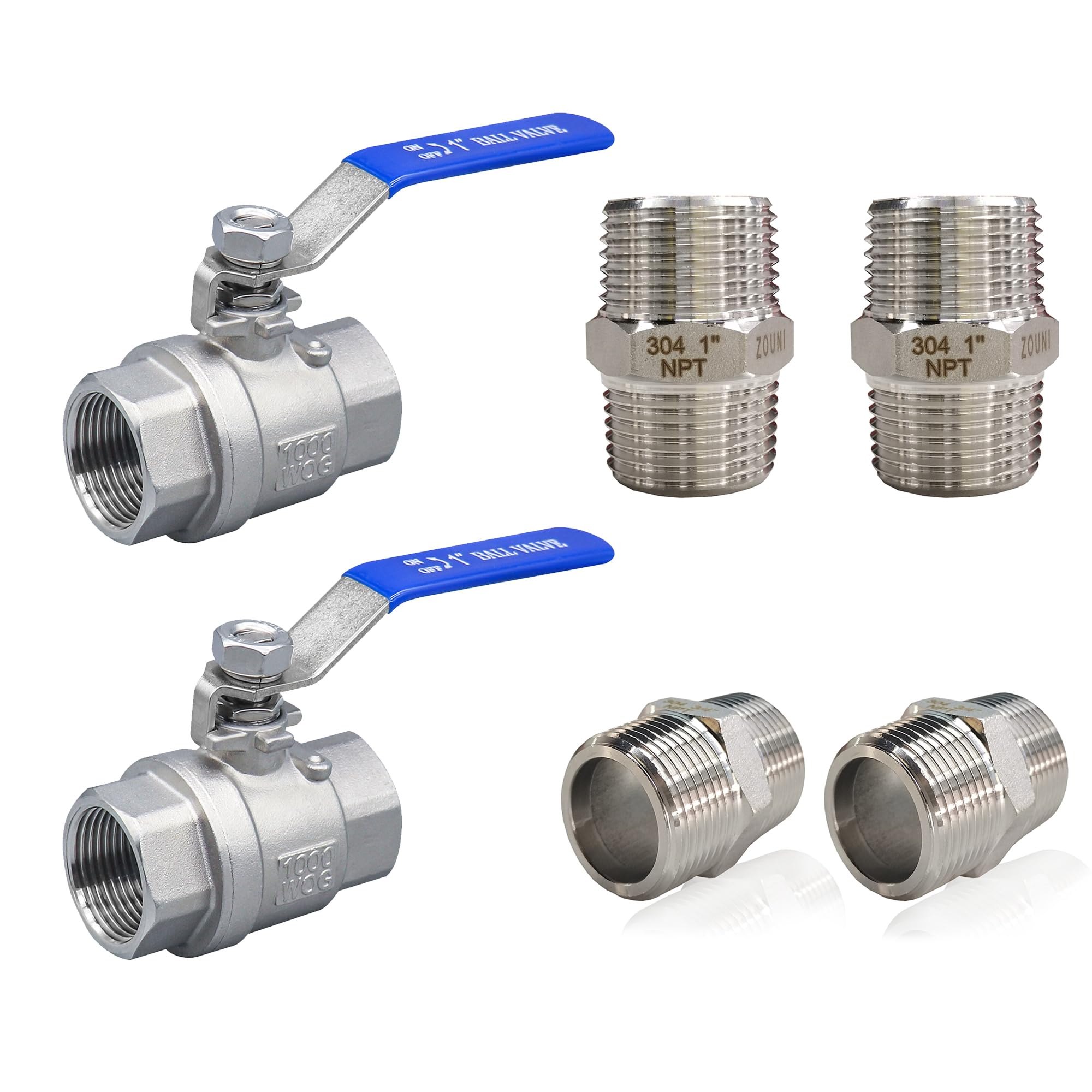 Amazon.com: 4 pcs 1" hex nipple with 2pcs 1“ female ball valve ...