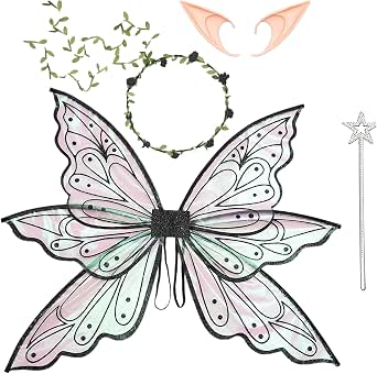 Amazon.com: Large Gold Fairy Wings for Adults Dress Up Sparkling Sheer ...